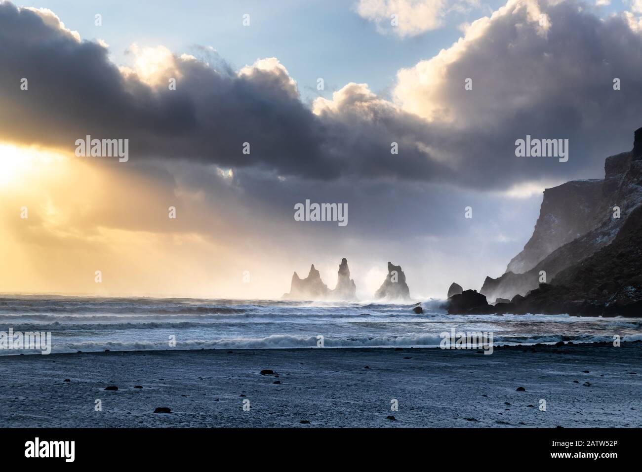 The amazing Reynisdrangar black basalt rock formations, otherwise known ...