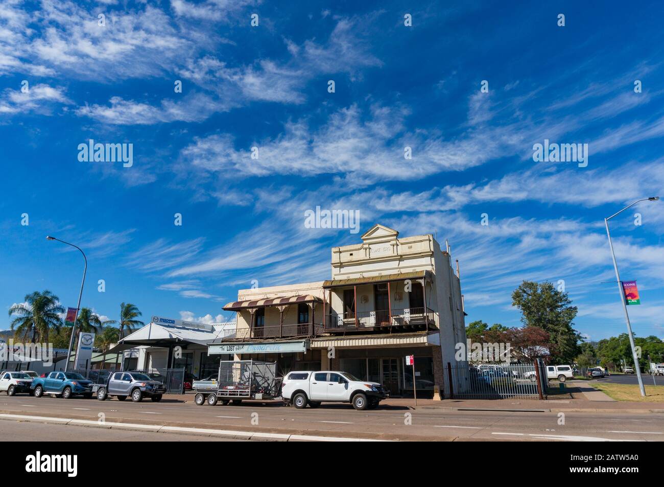 Scone, Australia - April 23, 2014: Historic buildings on main street in ...