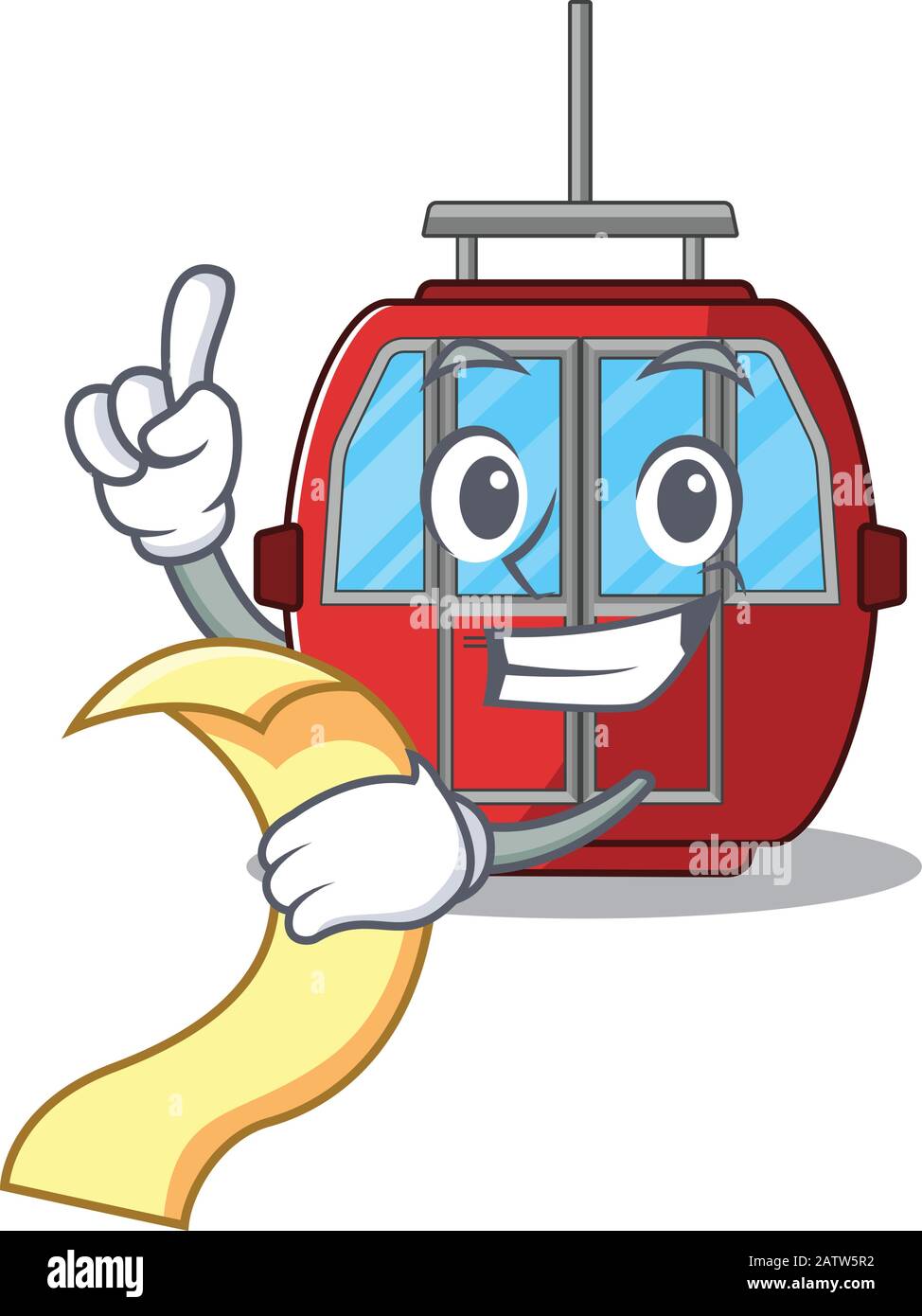 A funny cartoon character of ropeway holding a menu Stock Vector Image ...