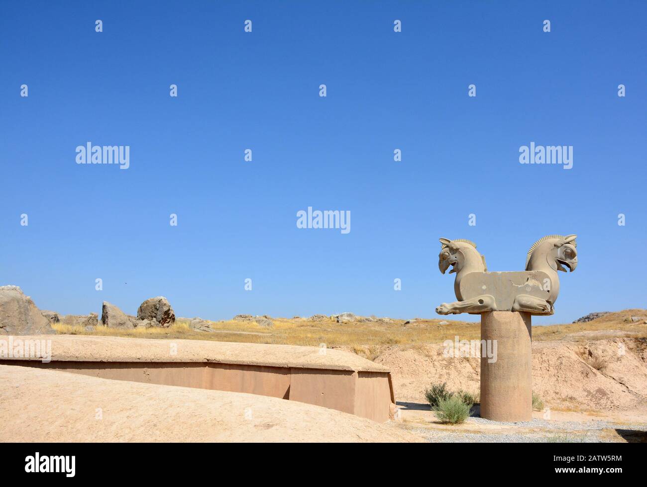 Column capital with Homa bird next to the Army Road or Procession Road ...