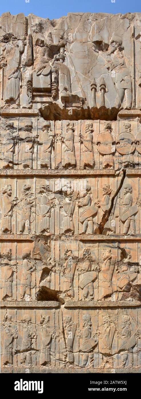 Bas-relief at SW gate of the Hall of 100 Columns, depicting of the king ...