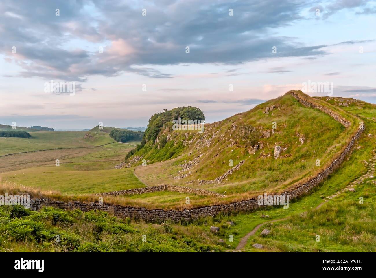 Dawn at the Hadrians Wall, North Cumbria, North England Stock Photo - Alamy