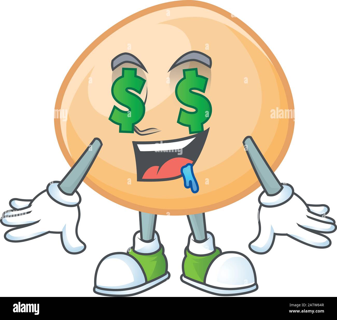 Happy rich brown hoppang with Money eye cartoon character style Stock ...