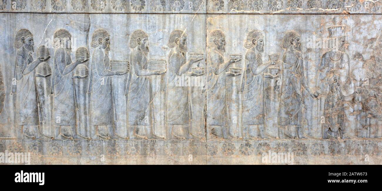 Persepolis, Apadana Palace, eastern stairway. Tribute procession of ...
