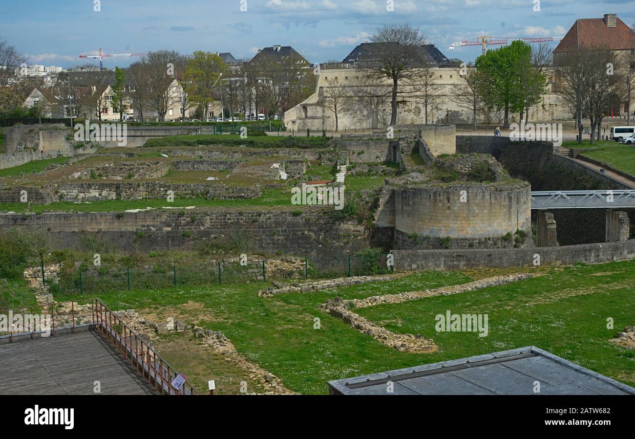 Remains of an old medieval citadel at Caen fortress, France Stock Photo ...