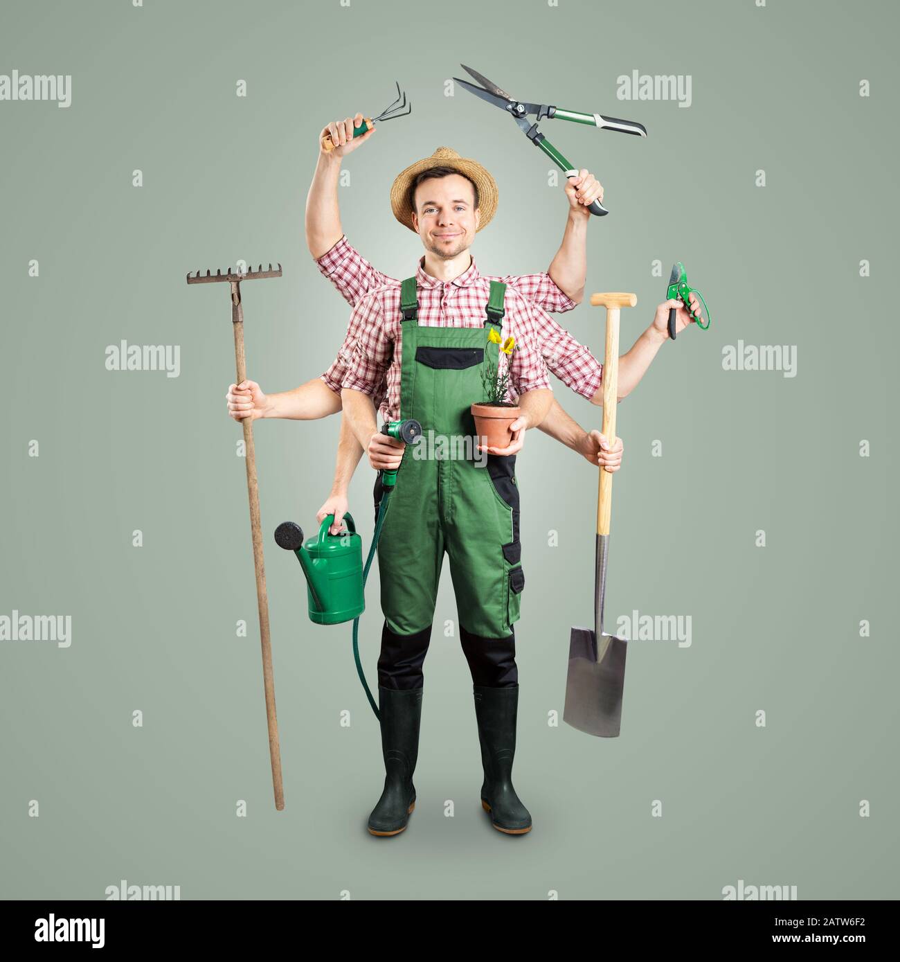 Man many arms composite hi-res stock photography and images - Alamy