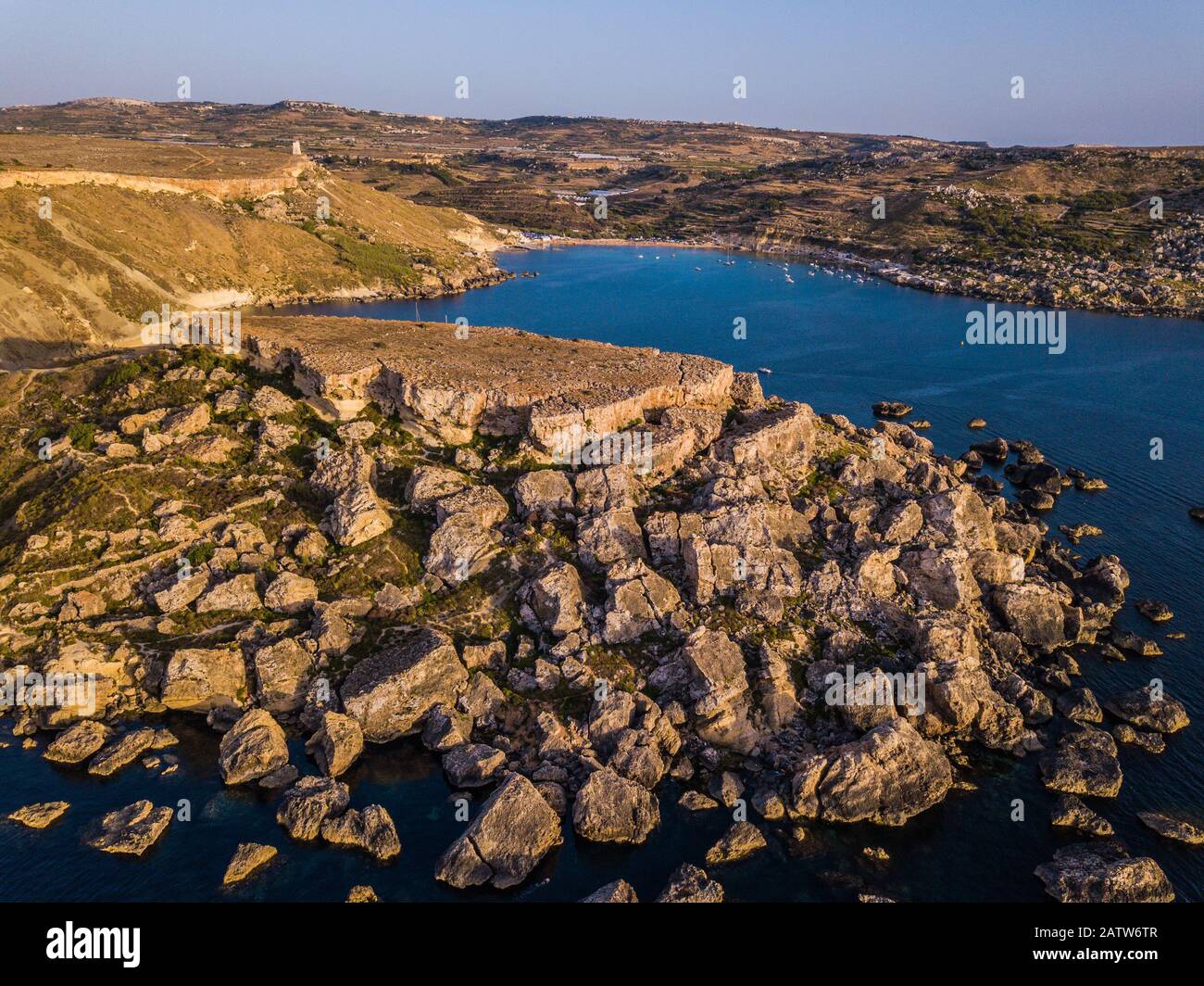 Spectacular view on Malta rocks from drone Stock Photo - Alamy