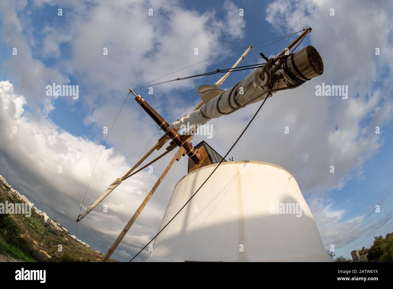 Windmill (moinho) in Albufeira Portugal, taken with a fish eye lens on ...