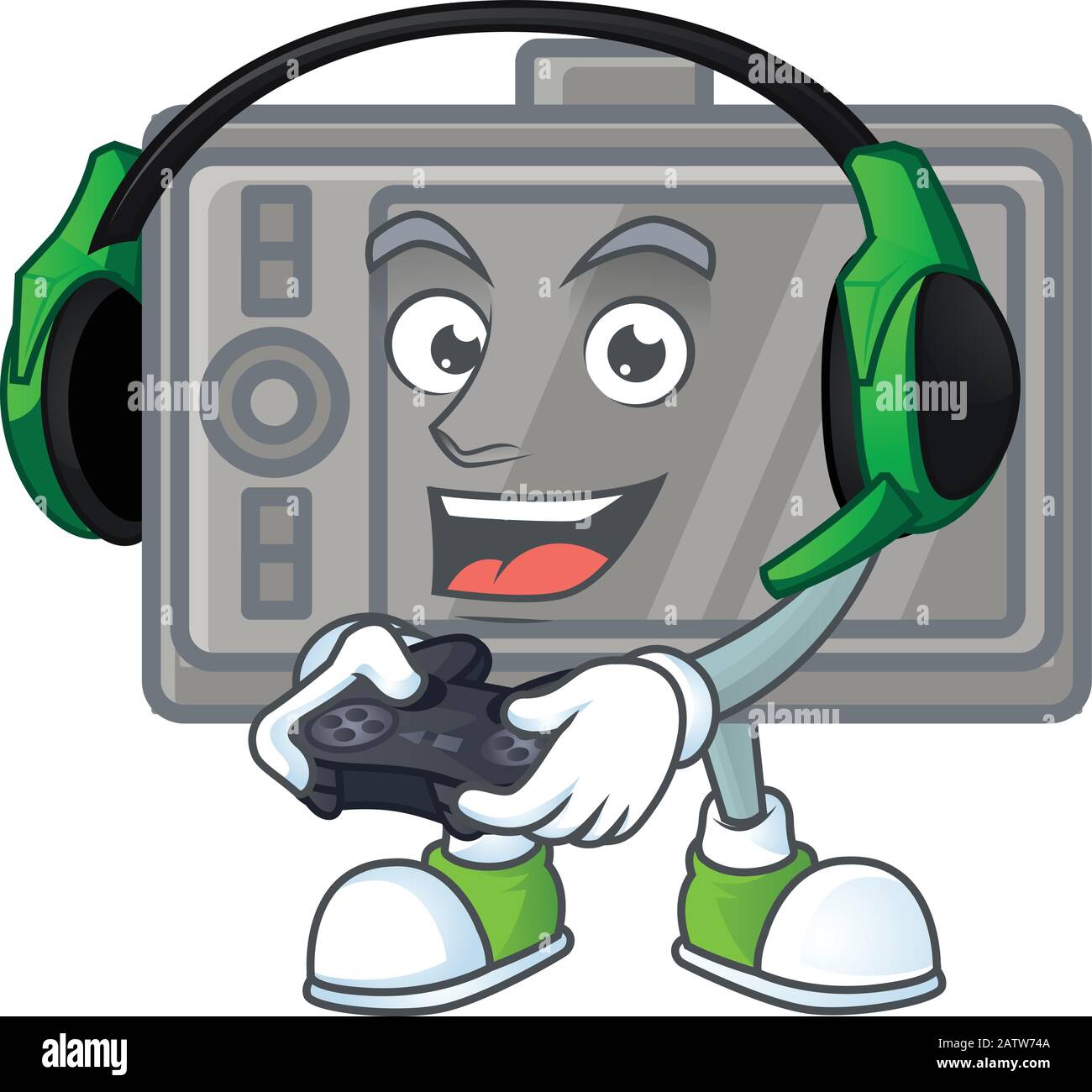Wacom cartoon picture play a game with headphone and controller Stock ...