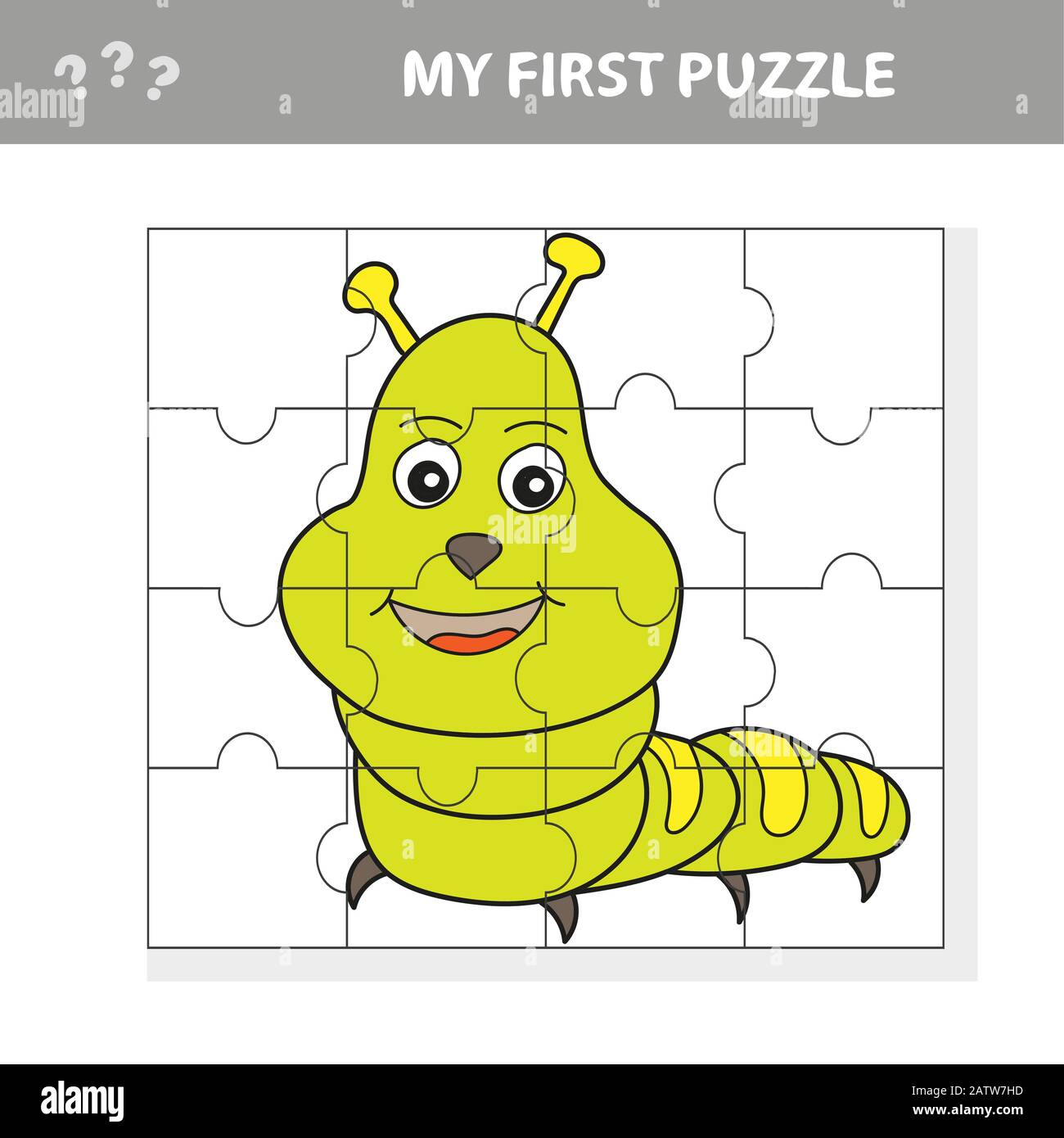 Use puzzle and restore the picture. Paper game for kids. The easy level ...