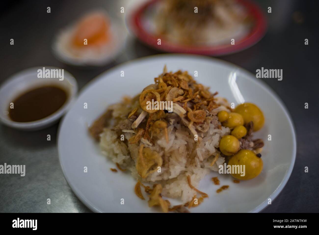 Traditional Vietnamese fried rice with baby chicken eggs. Asian street ...