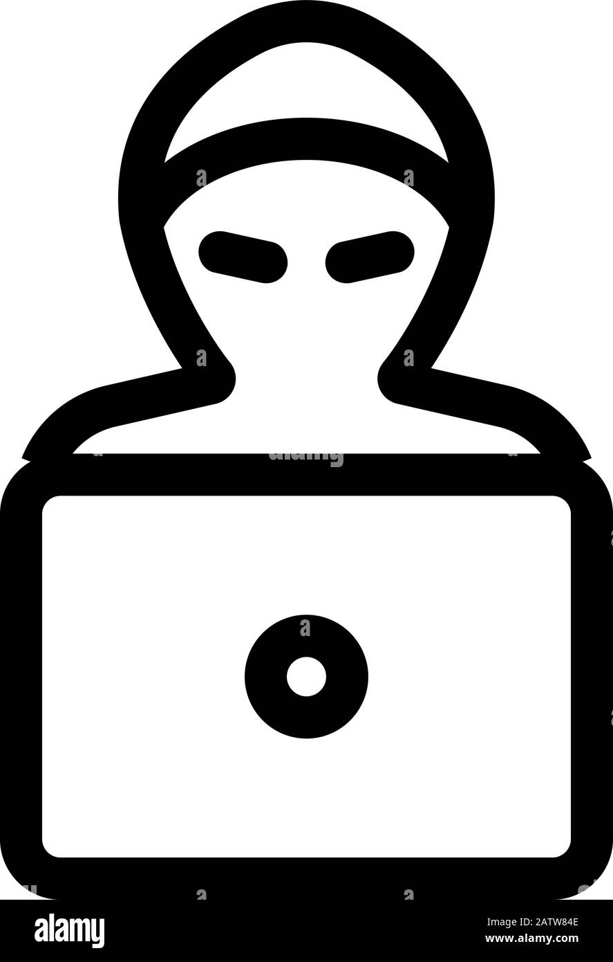 Hacker laptop icon vector. Isolated contour symbol illustration Stock ...