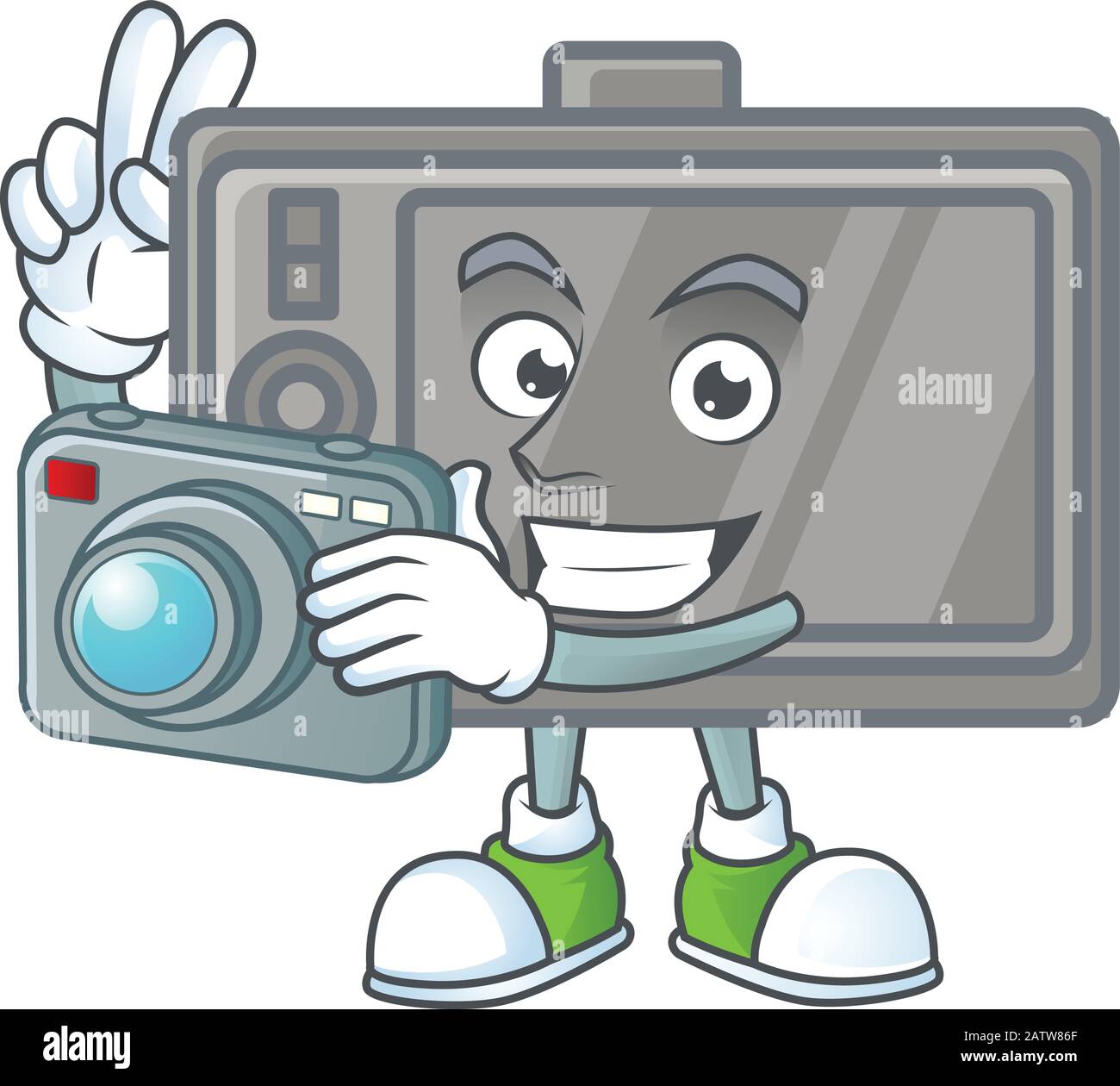 A wacom Photographer cartoon character in action with a camera Stock ...