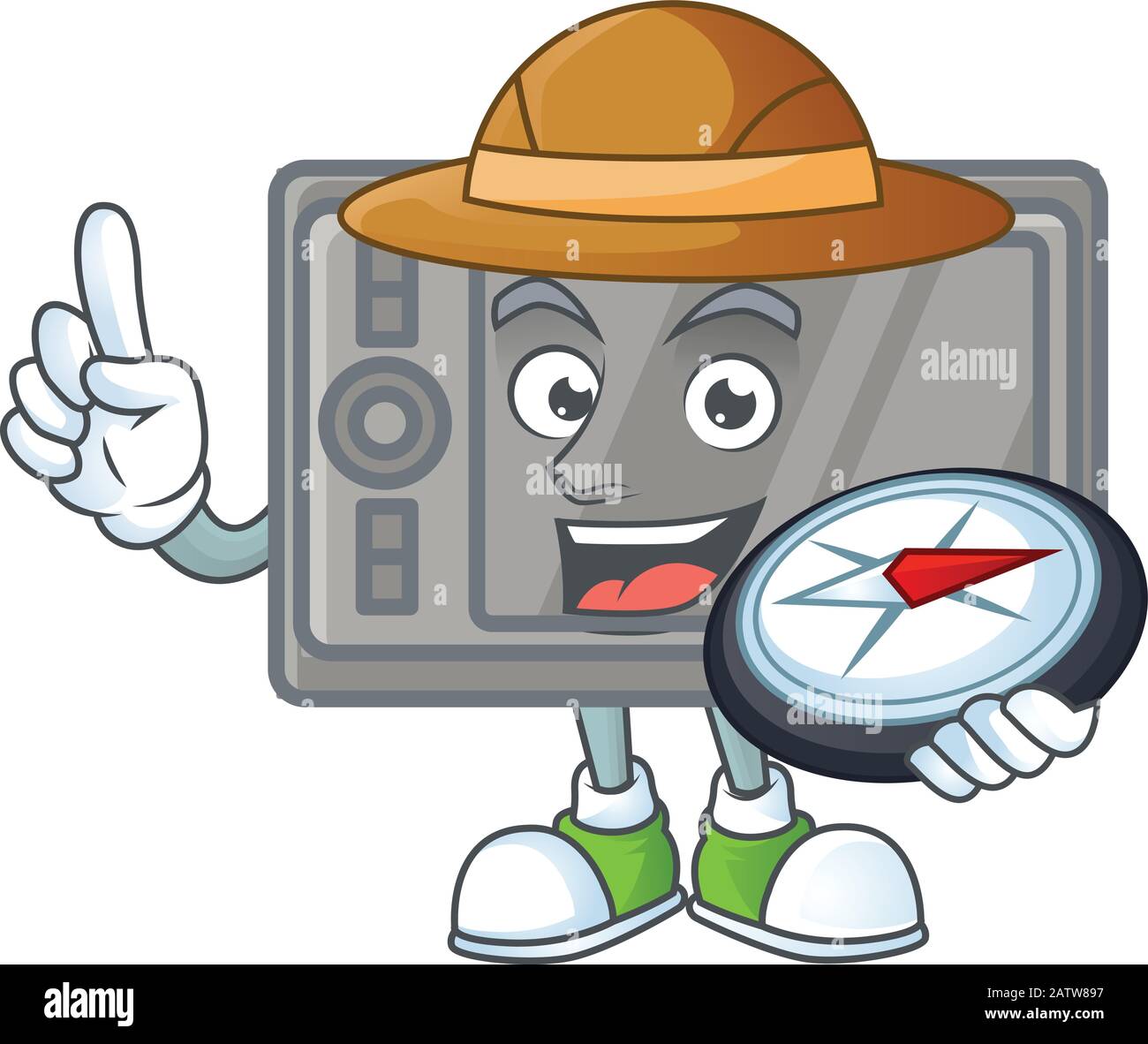 A wacom explorer cartoon design having a compass Stock Vector Image ...