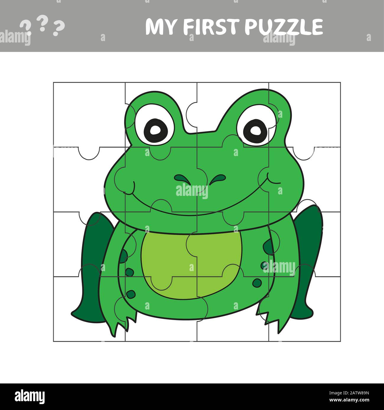 Education paper game for children, Frog. Use parts to create the image ...