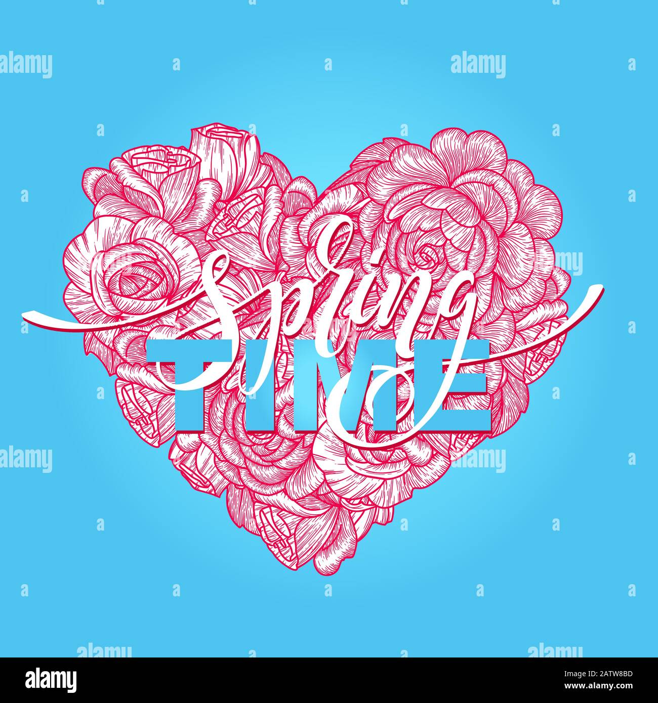 Time Spring inscription. Modern brush calligraphy. Hand drawn design ...