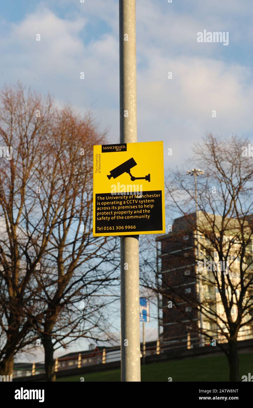 Sign about the use of CCTV by The University of Manchester across its ...