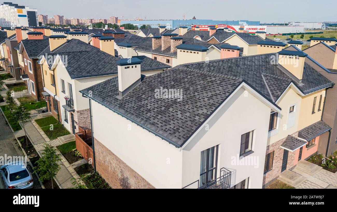 Soft roof, roof tiles, flexible shingles. Roof tiling texture. Flexible ...