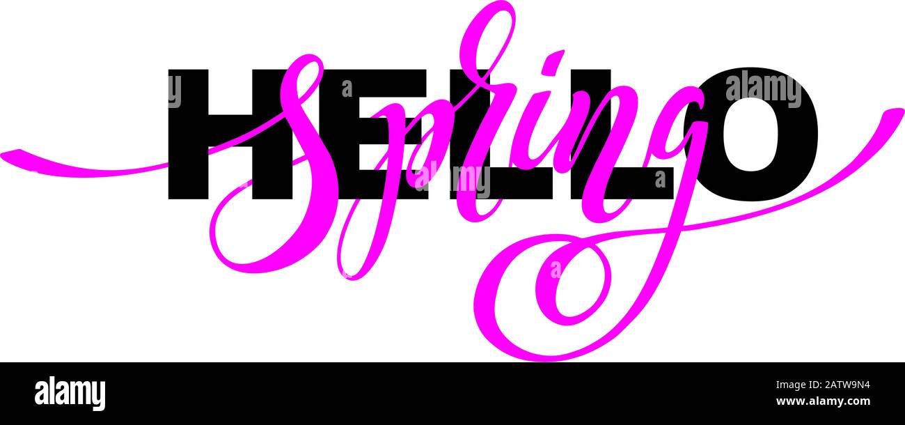 Hello Spring inscription. Modern brush calligraphy. Hand drawn design ...