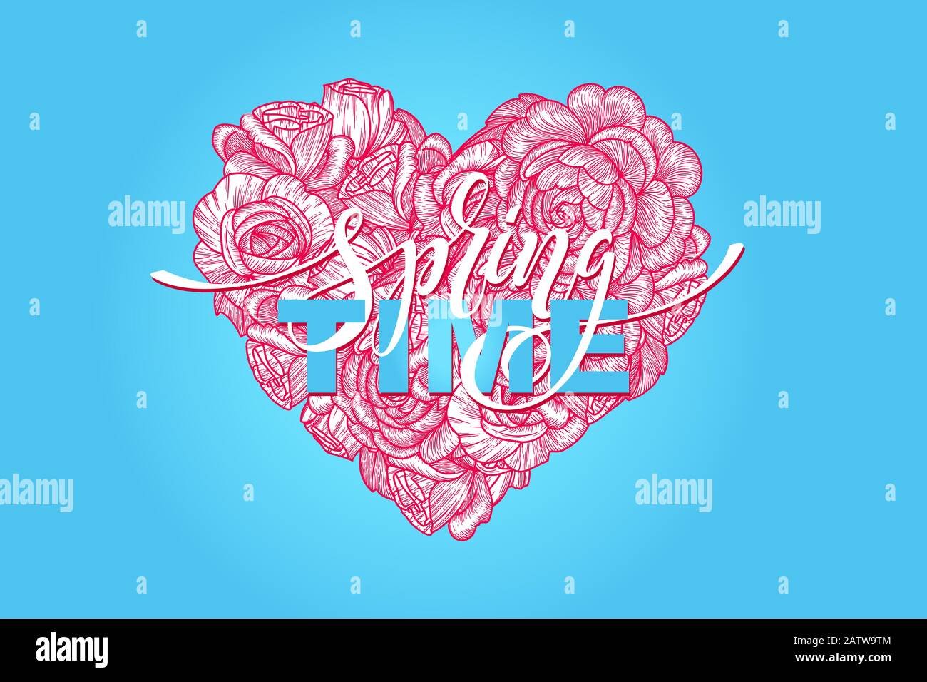 Time Spring inscription. Modern brush calligraphy. Hand drawn design ...