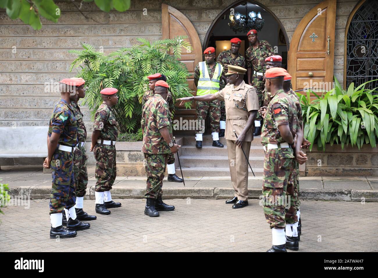 Nairobi, Kenya. 3rd Feb, 2020. Military officers at the Lee Funeral ...