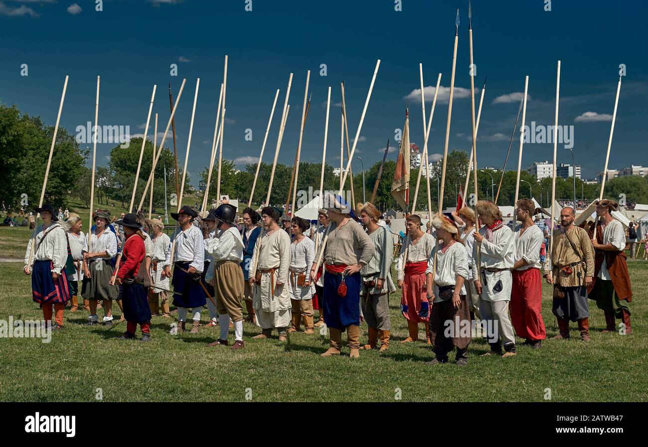 Moscow, Persons in historical costumes at Historical Festival of Times ...