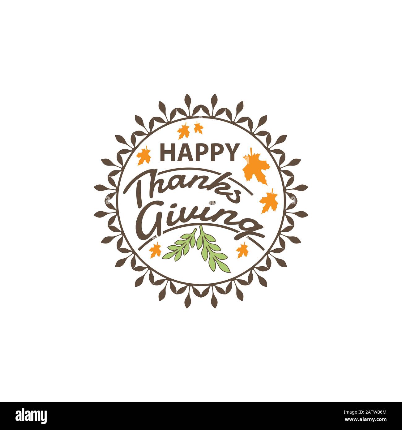 Happy Thanksgiving hand lettering text. Typography for logo, icon, card ...