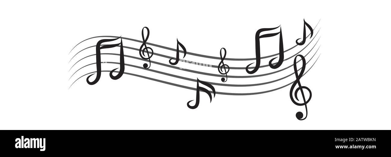 Wavy music notes, isolated, vector illustration Stock Vector Image ...