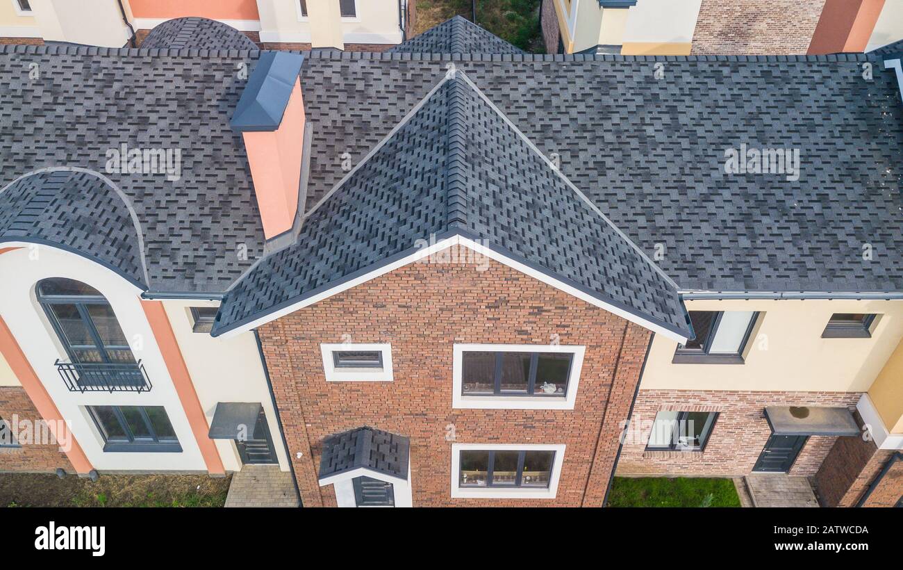 Soft roof, roof tiles, flexible shingles. Roof tiling texture. Flexible ...