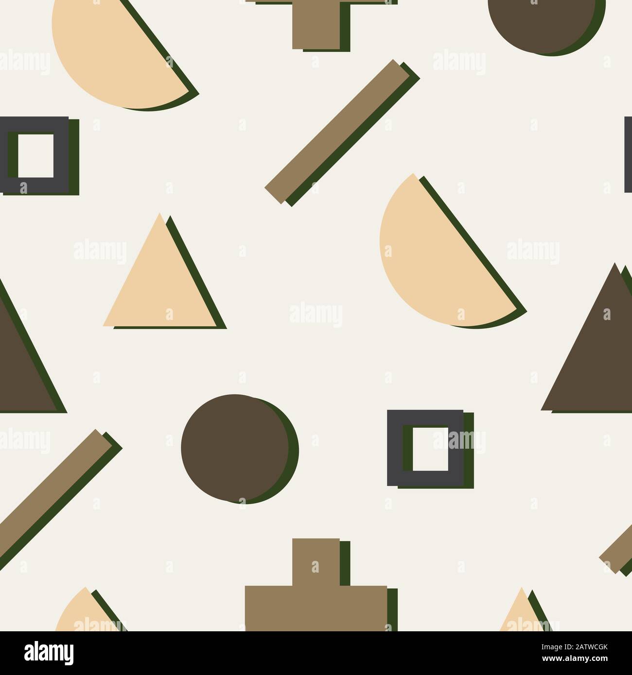 Abstract geometric seamless pattern. Circle, square, triangle, cross ...
