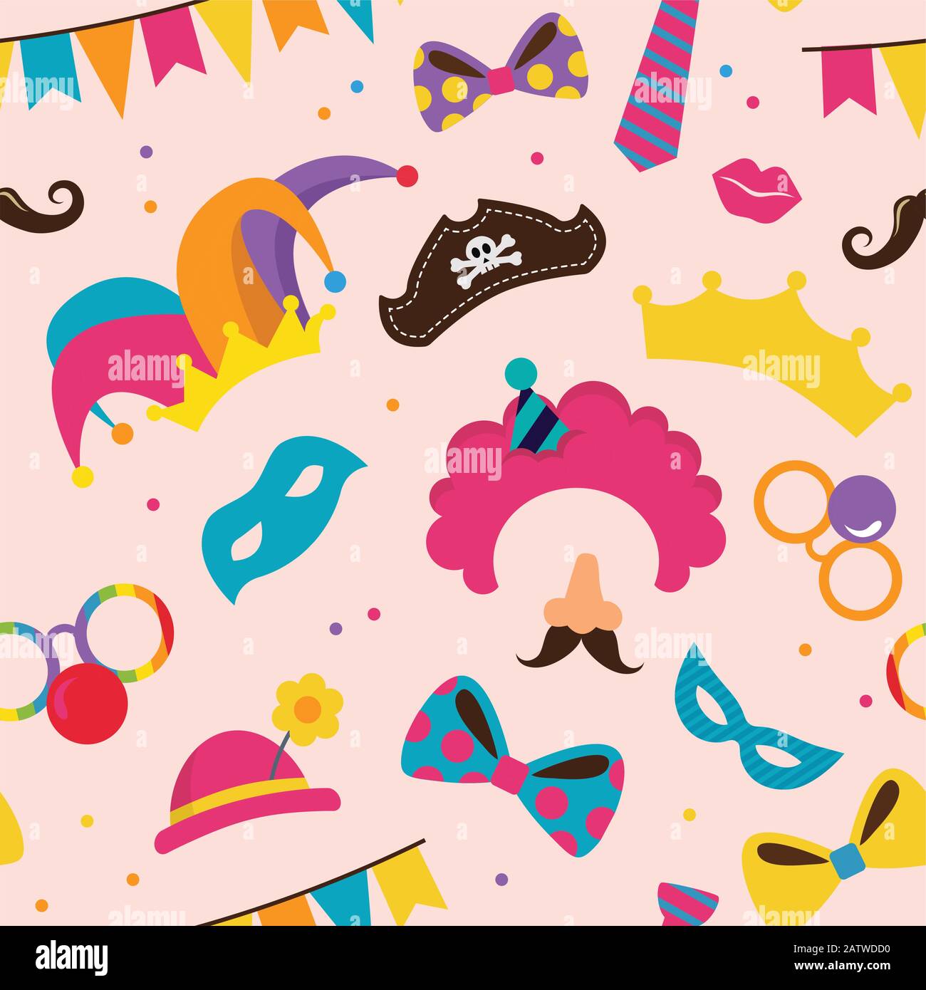 carnival seamless pattern. Vector background with carnival symbols ...