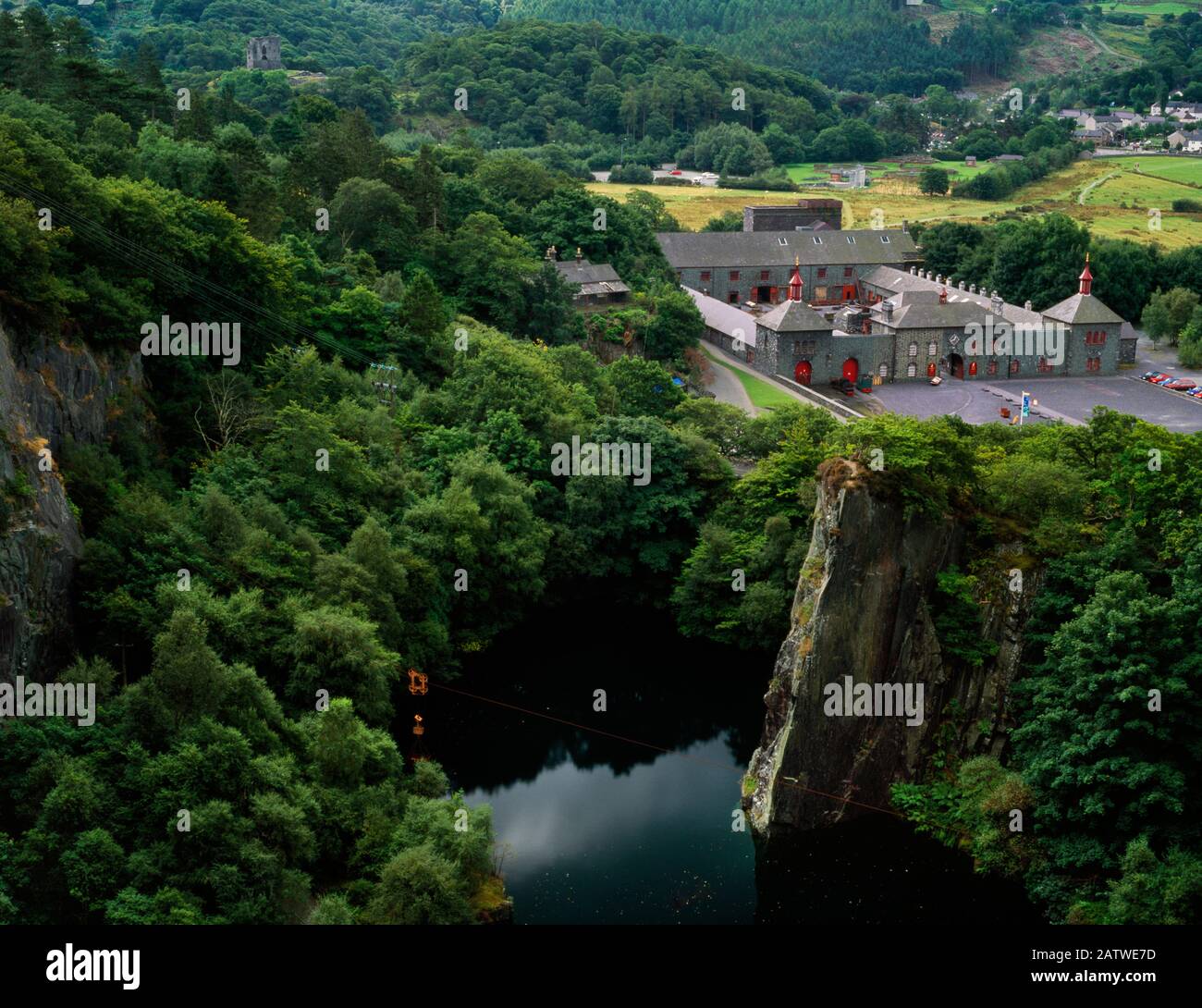 View SSW of the Vivian Quarry Pool & Dinorwic slate quarry workshops ...