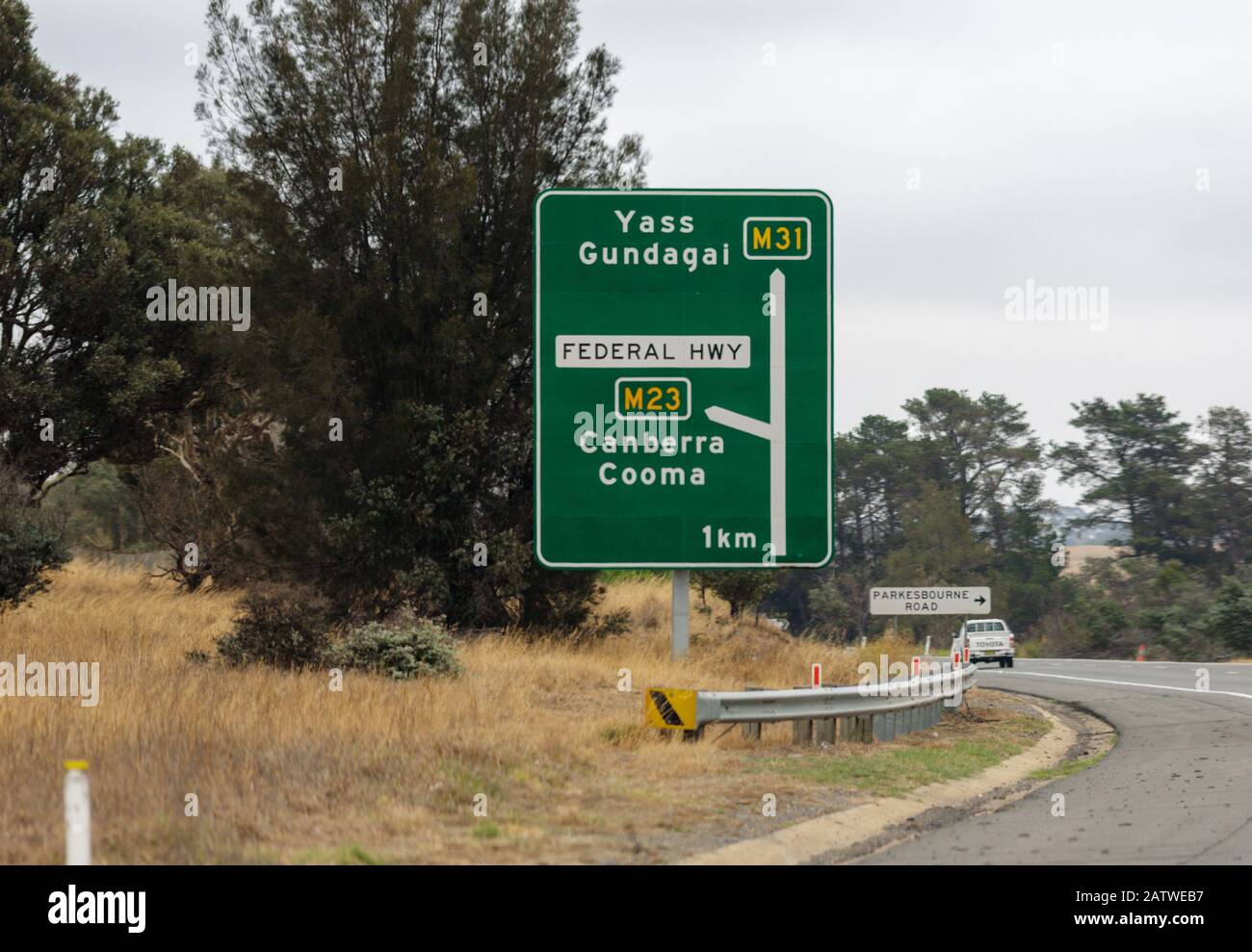 road sign at the canberra turn off on the hume highway to the federal ...