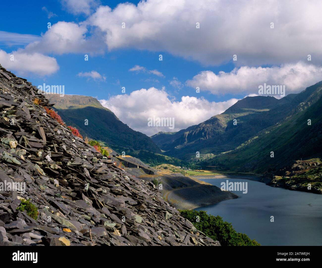 View SE from Zig-Zag Path, Llanberis, Wales, UK, of the Dinorwic slate ...