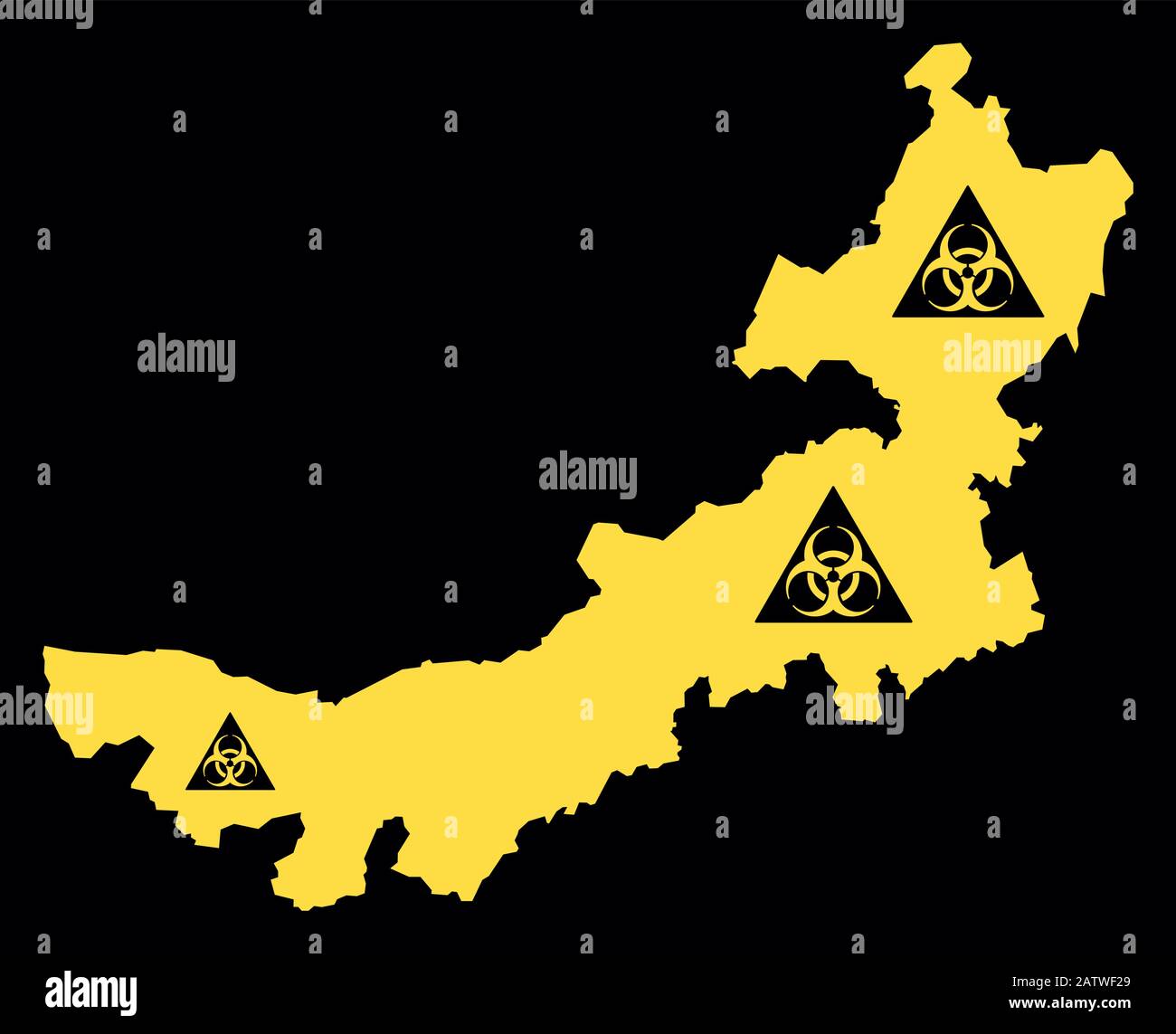 Neimenggu province map of China with biohazard virus sign Stock Vector ...