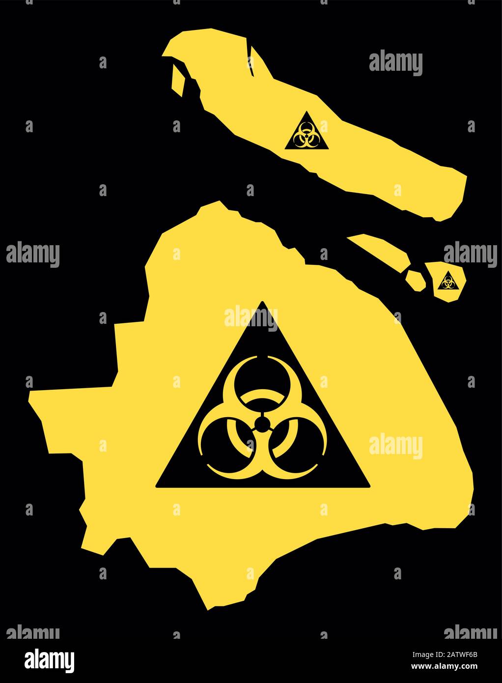 Shanghai province map of China with biohazard virus sign Stock Vector ...
