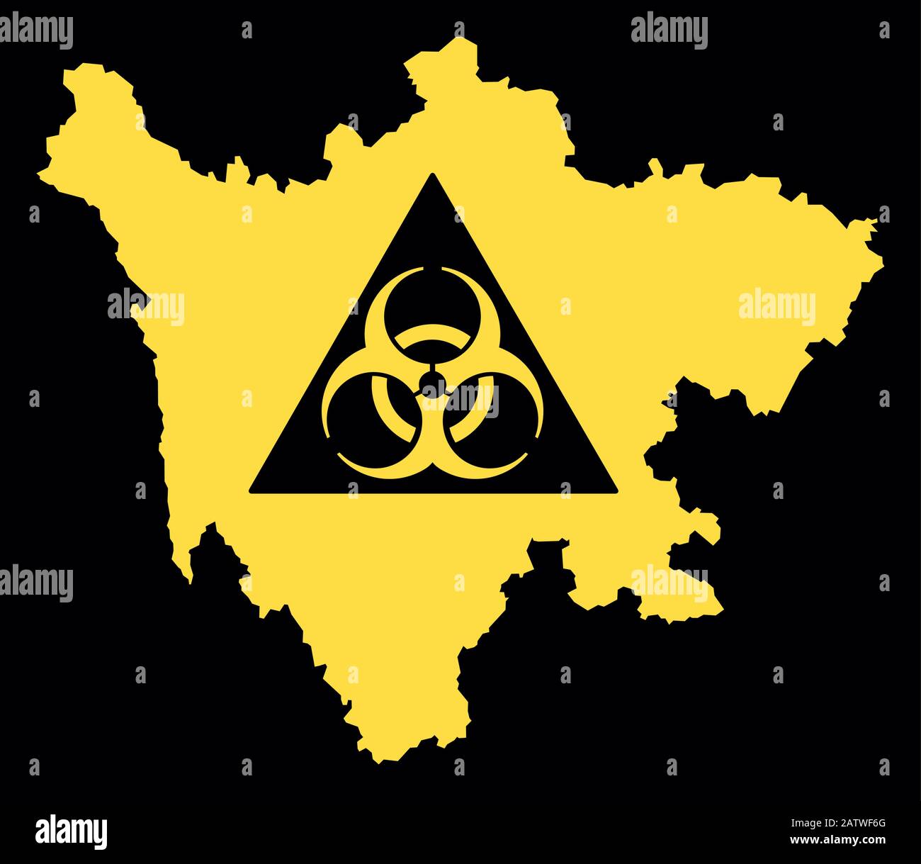 Sichuan province map of China with biohazard virus sign Stock Vector ...