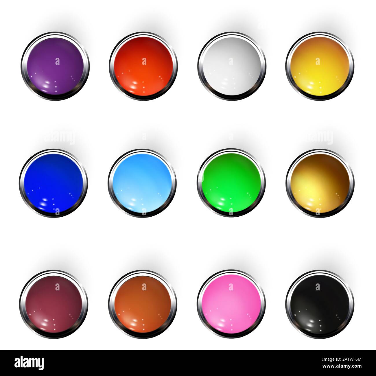 Realistic shiny button with metallic elements, vector Stock Vector ...