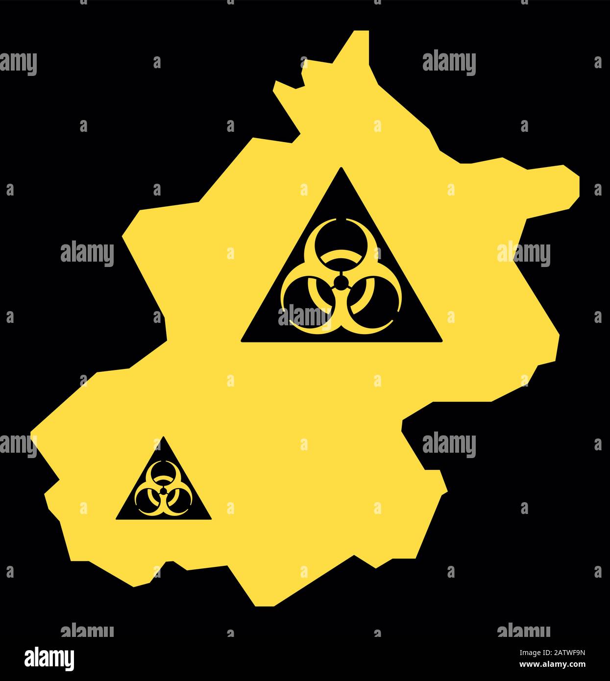 Beijing province map of China with biohazard virus sign Stock Vector ...