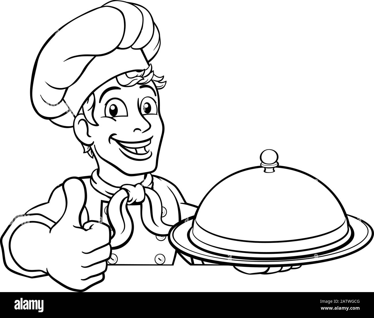 Chef Holding Plate Platter Sign Cartoon Stock Vector Image & Art - Alamy
