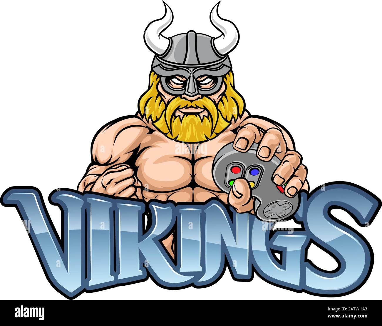Viking Gamer Gladiator Warrior Controller Mascot Stock Vector Image ...