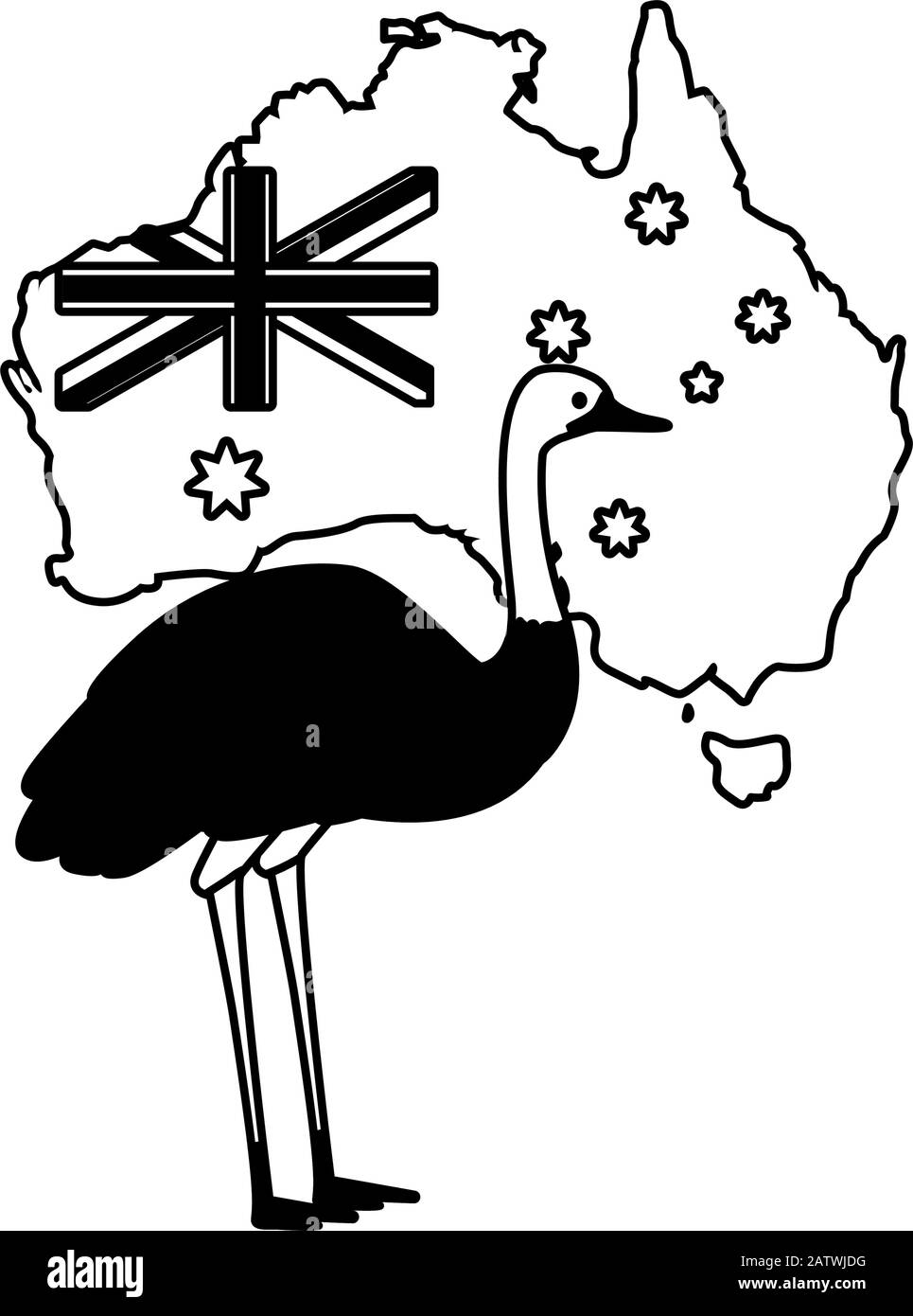 emu with map of australia in the background vector illustration design ...