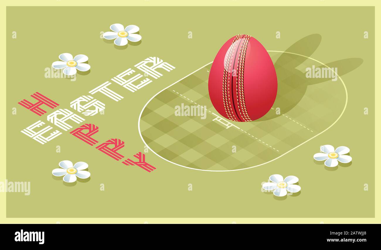 Happy Easter greeting card. Isometric illustration with 3D Easter egg ...