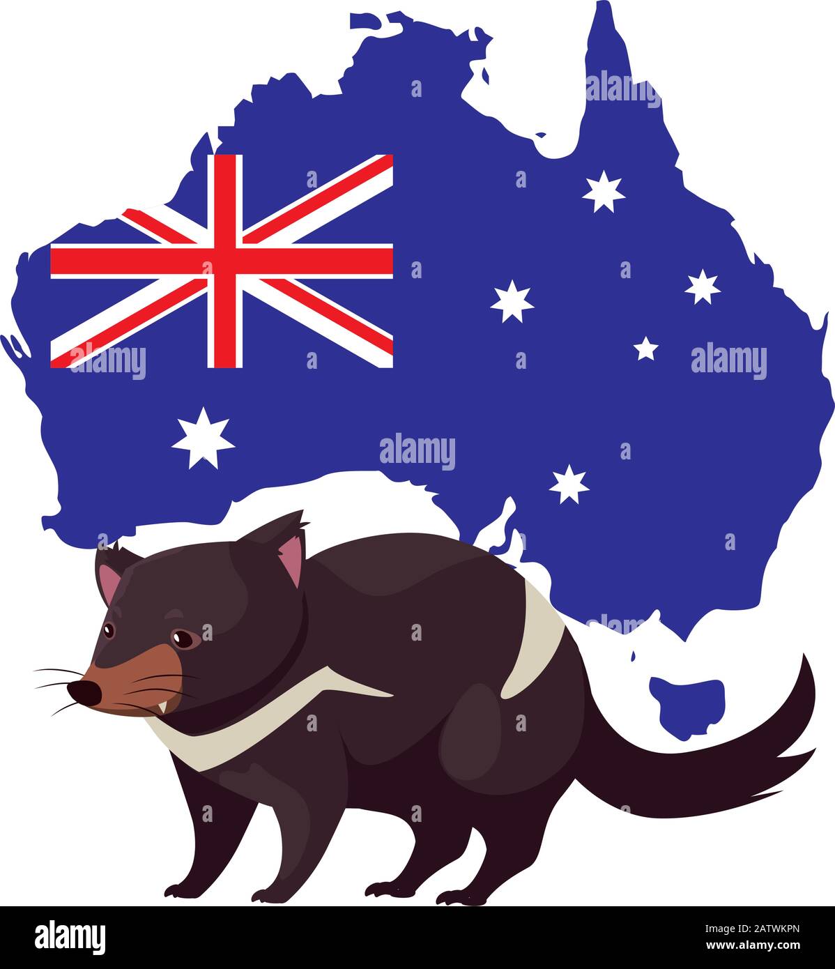 tasmanian devil with map of australia in the background vector ...