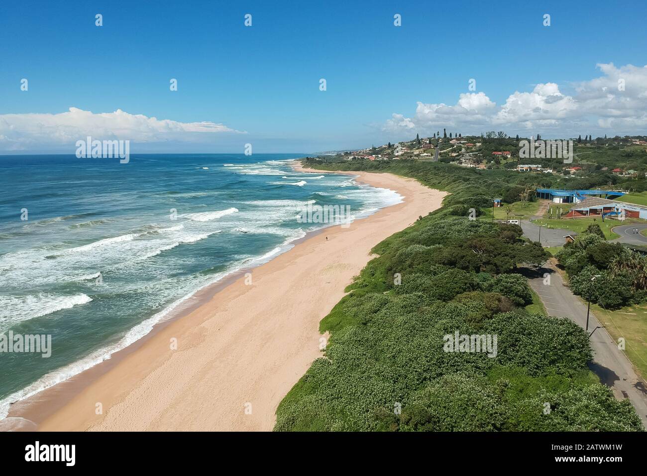 drone shot of beach without people and green trees Stock Photo - Alamy