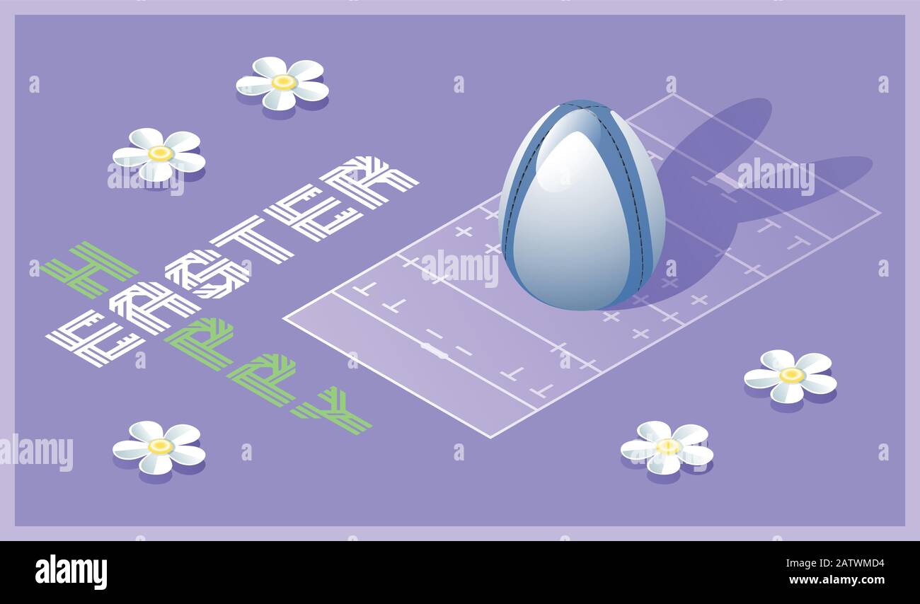 Happy Easter greeting card. Isometric illustration with 3D Easter egg ...