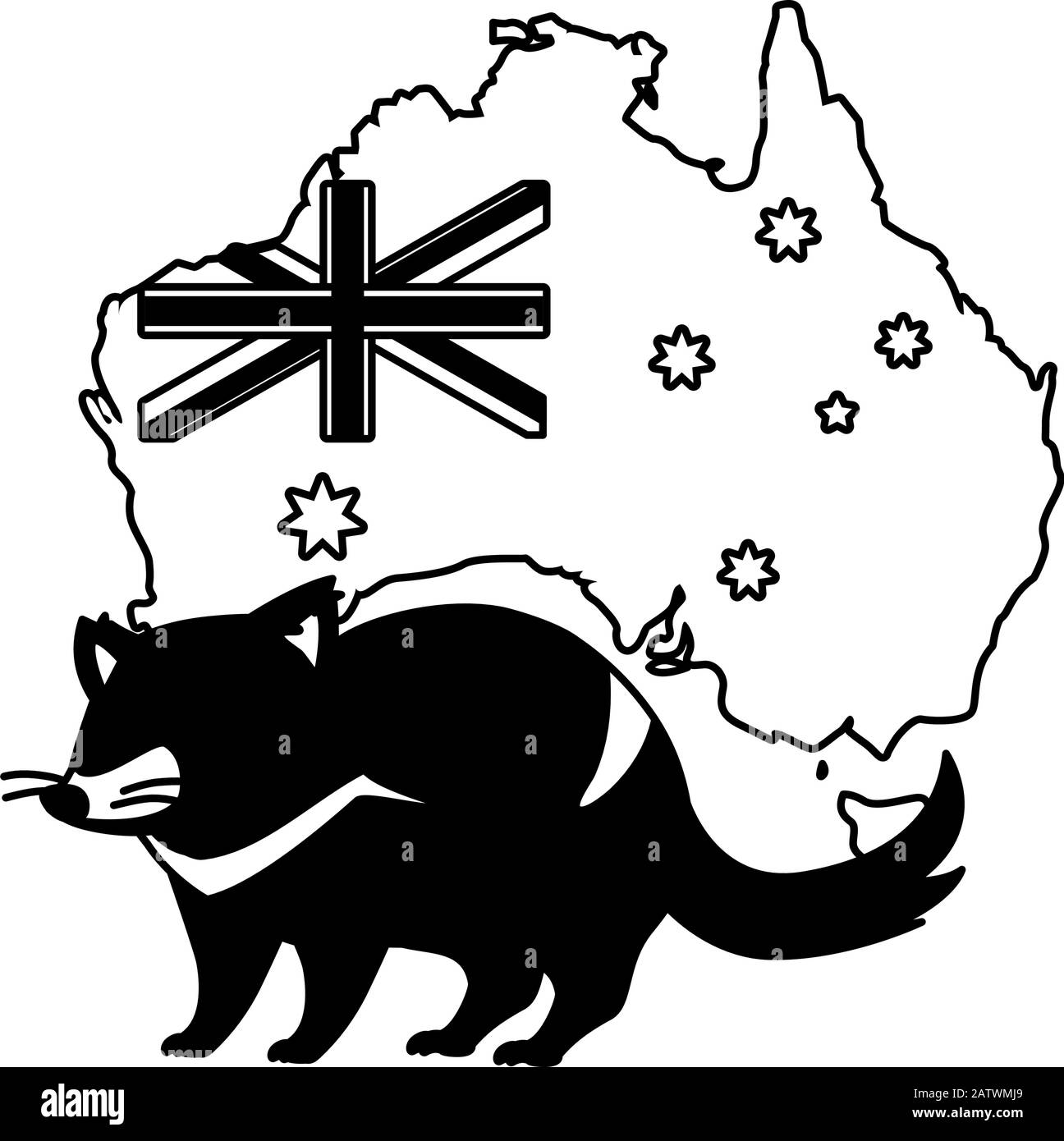 tasmanian devil with map of australia in the background vector ...