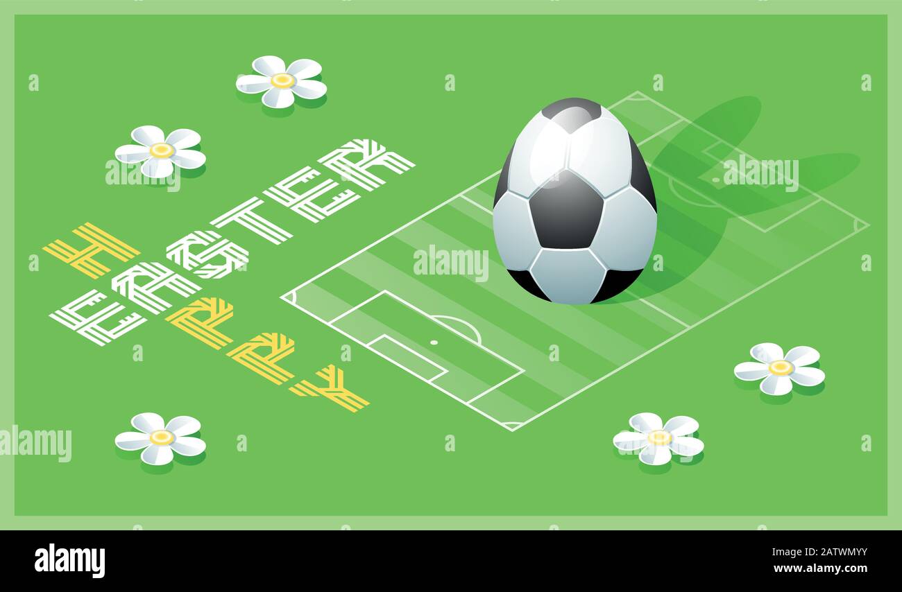 Happy Easter greeting card. Isometric illustration with 3D Easter egg ...