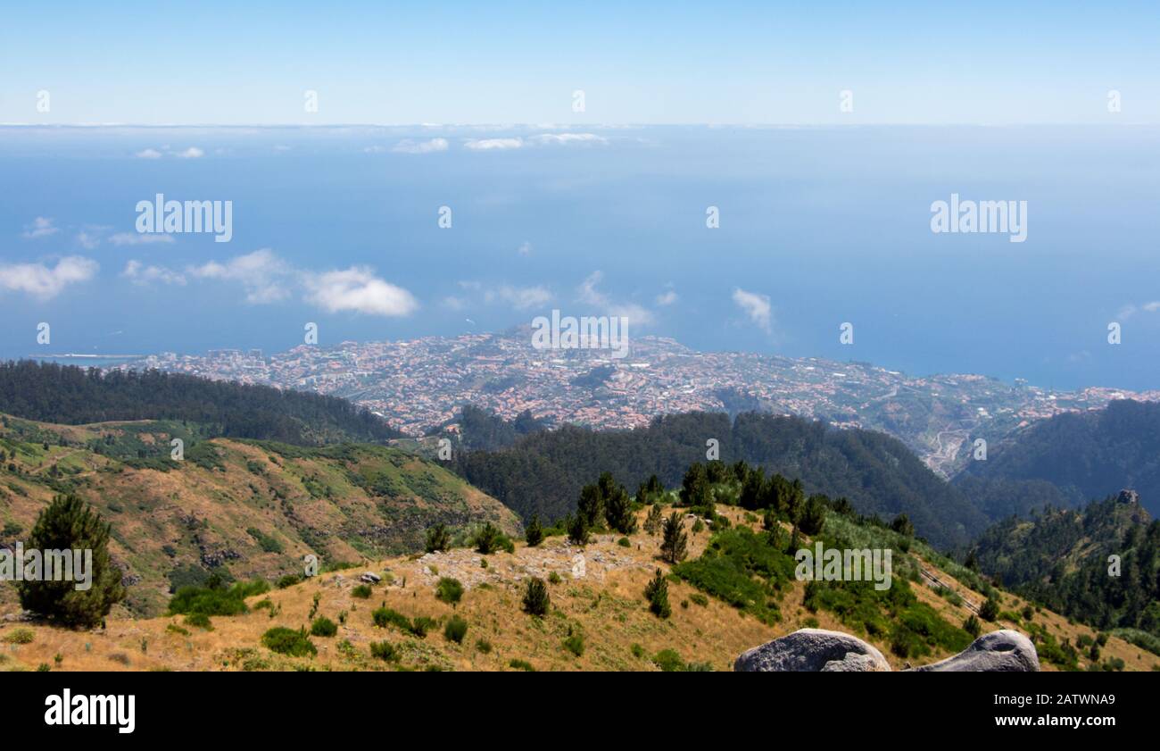 Madeira funchal mountain landscape spectacular view blue sea outdoor ...