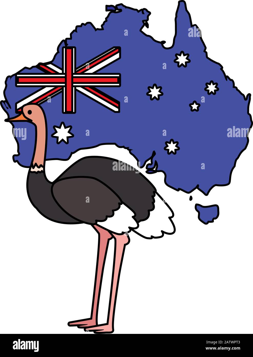 ostrich with map of australia in the background vector illustration ...